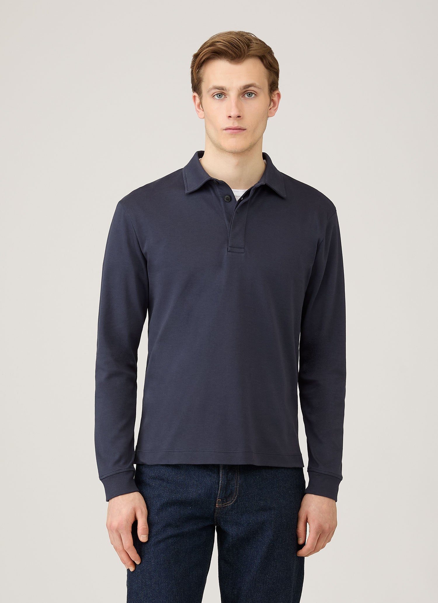 Men's Heavyweight Rugby Polo Shirt in Navy | Sunspel