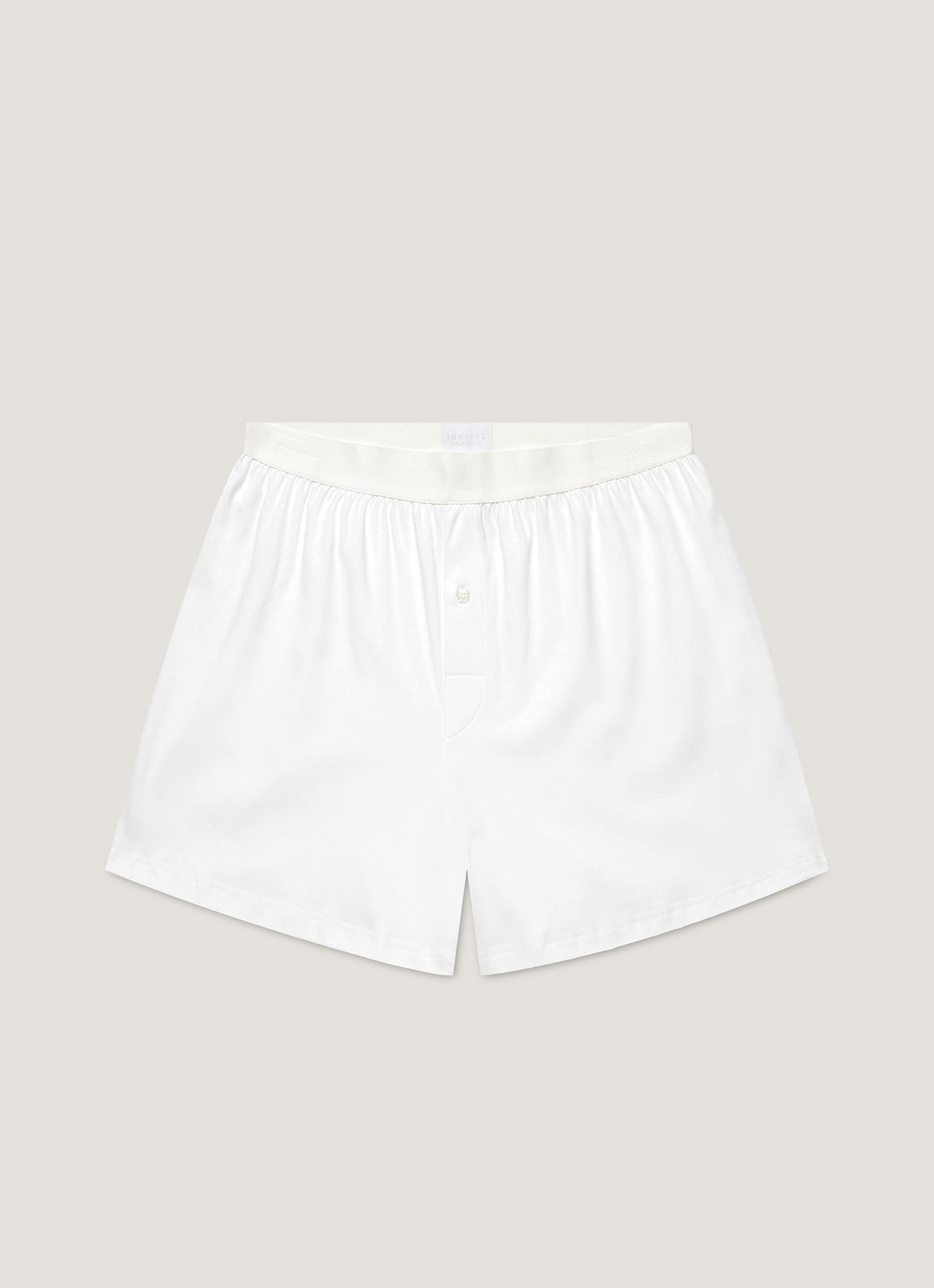 Men's Sea Island Cotton One-Button Boxer Short in White | Sunspel