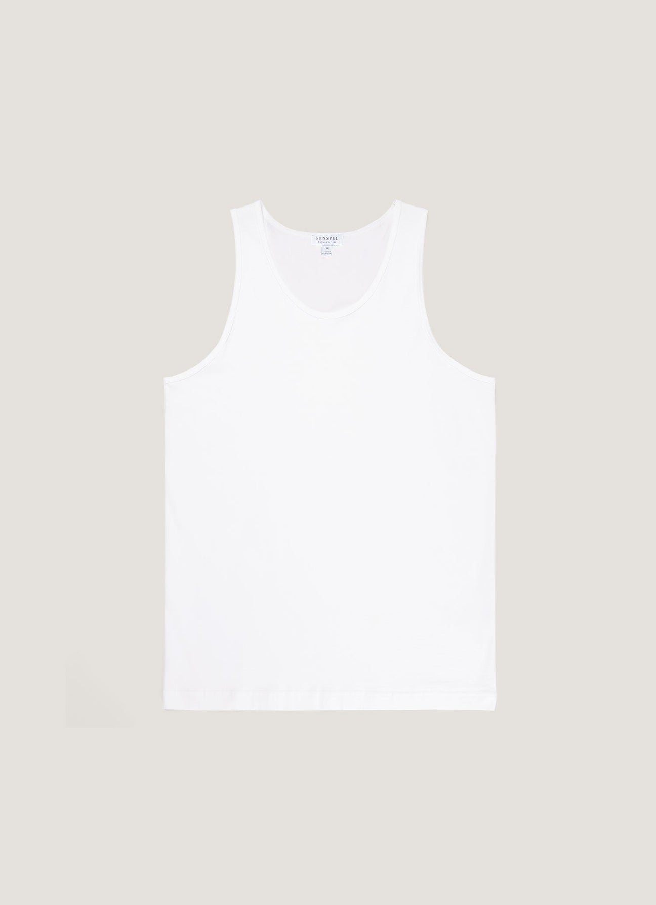 Men's Superfine Cotton Underwear Vest in White | Sunspel