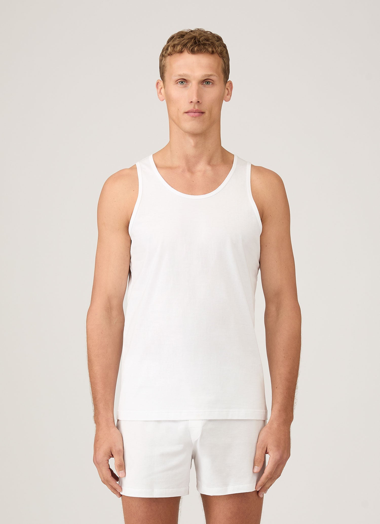 Men's Superfine Cotton Underwear Vest in White | Sunspel