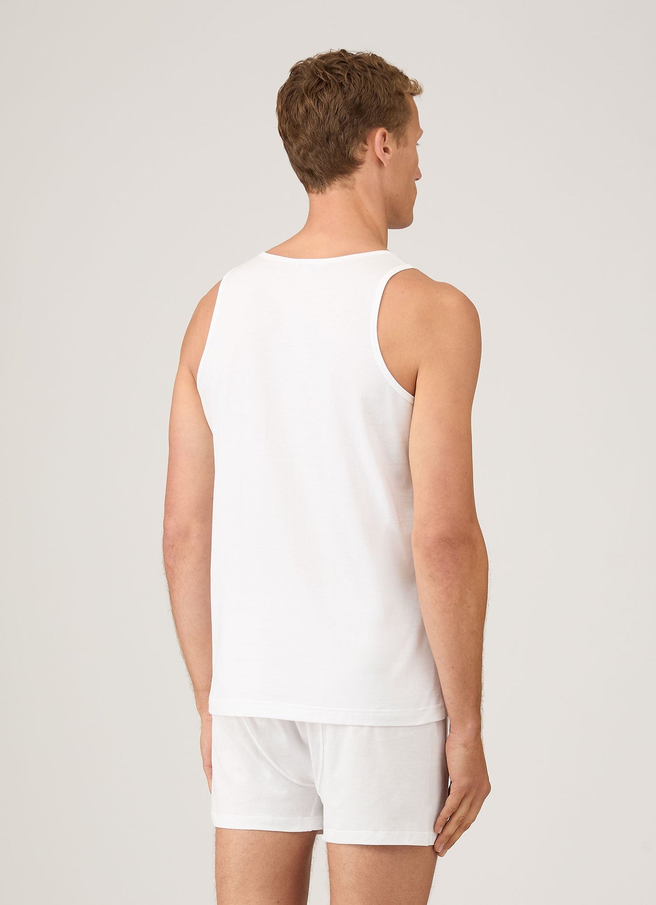 Men's Superfine Cotton Underwear Vest in White | Sunspel