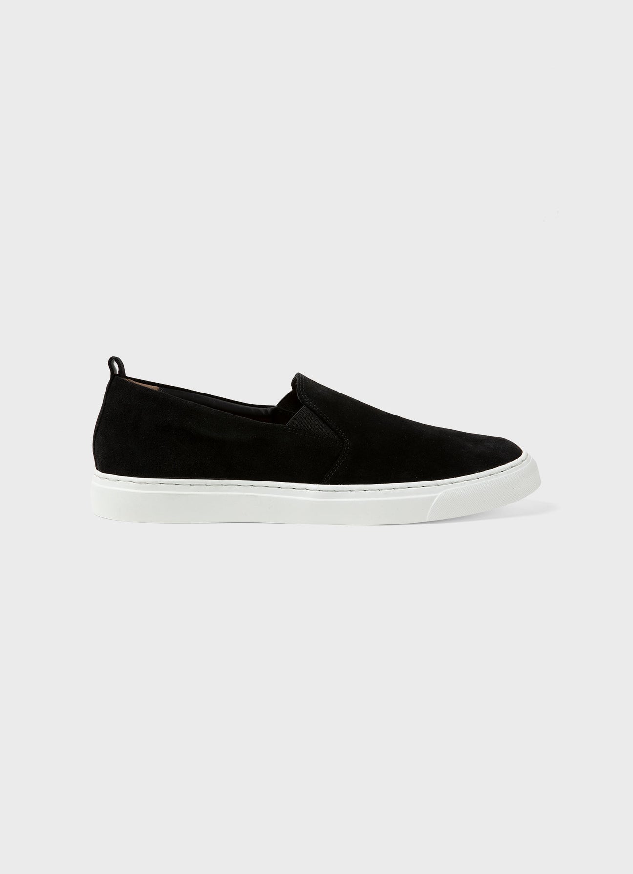 Men's Suede Slip on Trainer in Black | Sunspel