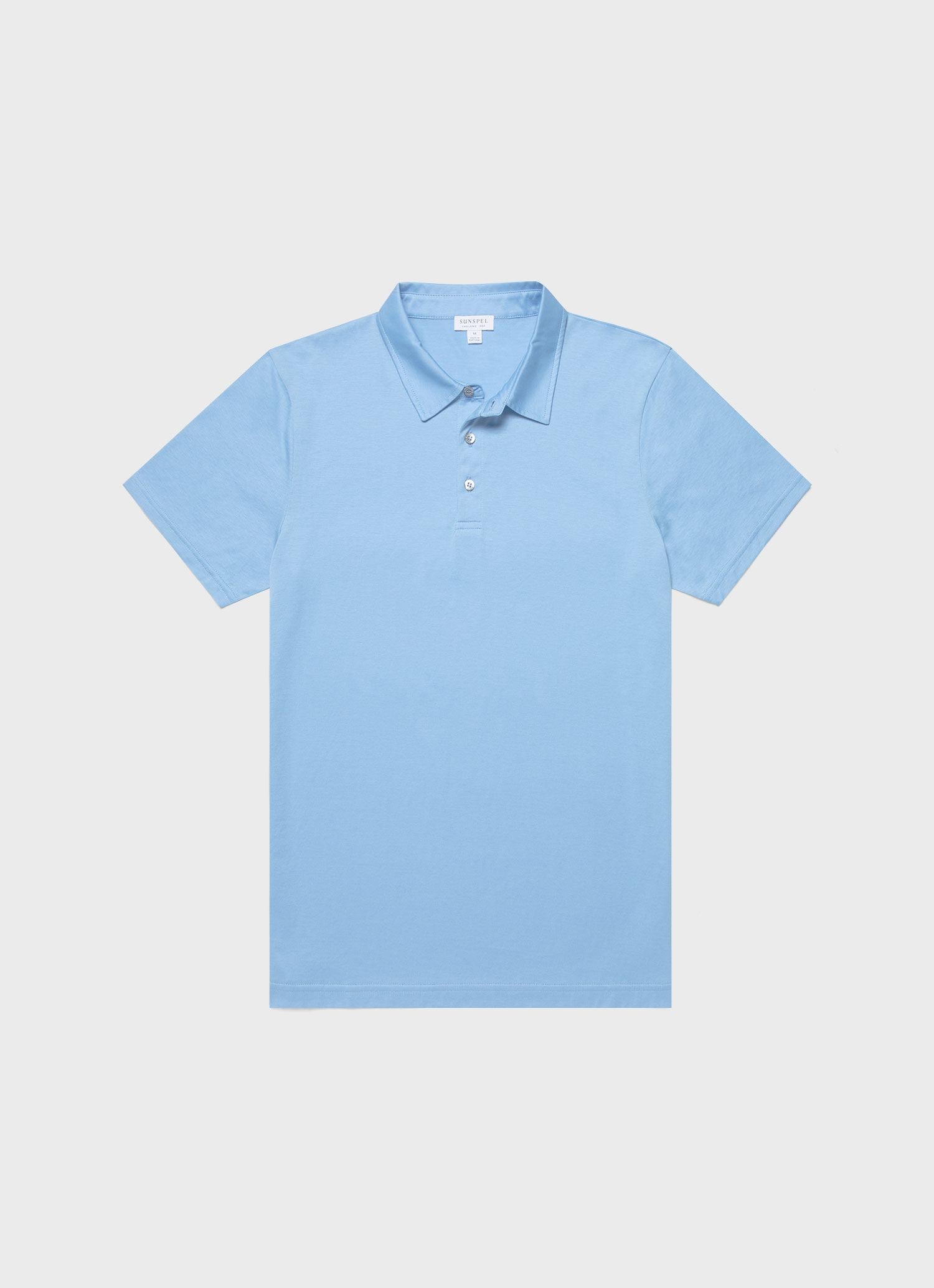 Men's Jersey Classic Polo Shirt in Blue Mist | Sunspel