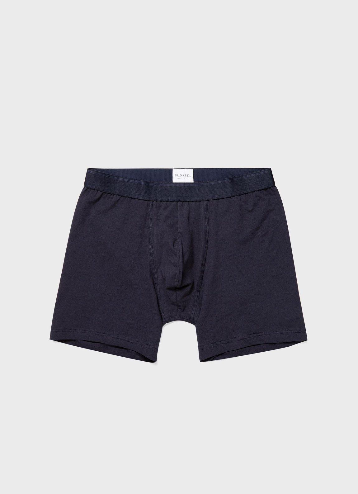 Men's Long Leg Stretch Cotton Trunks in Navy | Sunspel